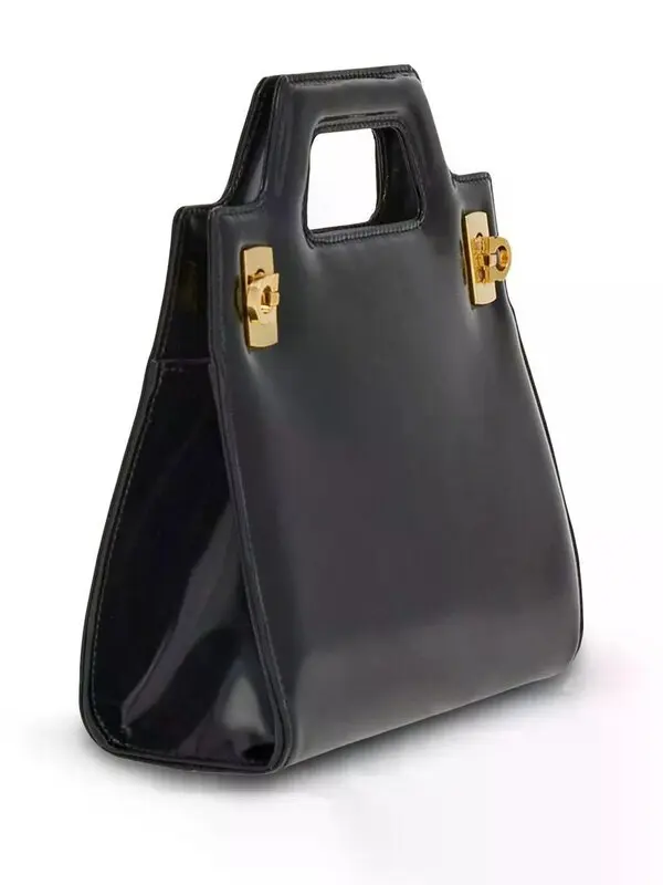 FERRAGAMO Mini Wanda Calf Leather Tote Bag - Black