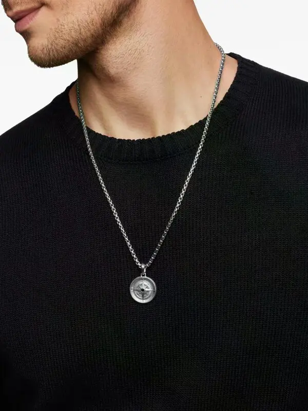 David Yurman Sterling Pavé Black Diamond Compass Amulet