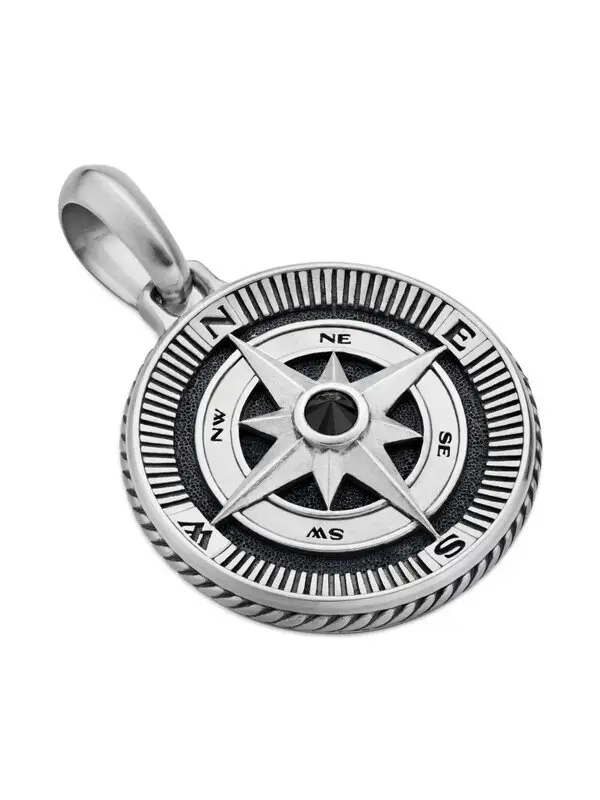 David Yurman Sterling Pavé Black Diamond Compass Amulet