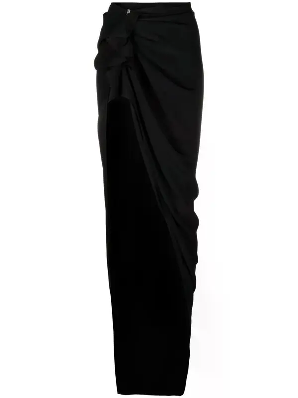 Rick Owens Draped Maxi Skirt With Ruffle Detail - Black