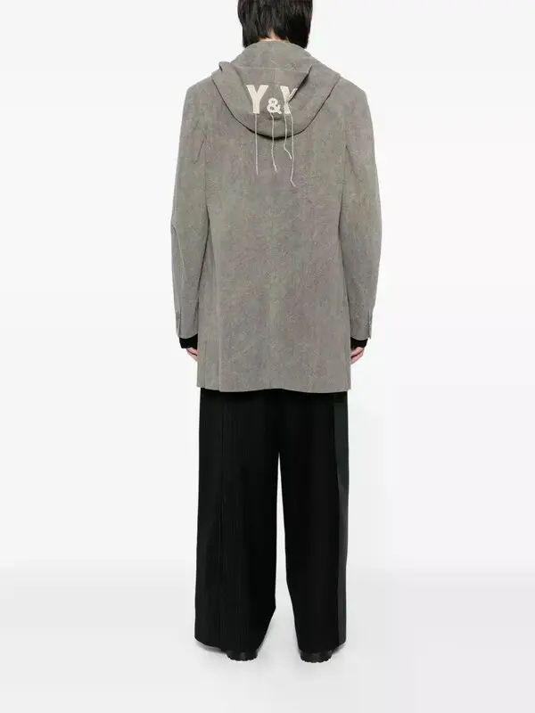 Yohji Yamamoto Logo Print Hooded Jacket