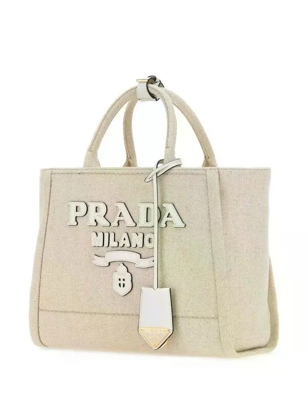 Prada Large Canvas Tote Bag - Neutrals