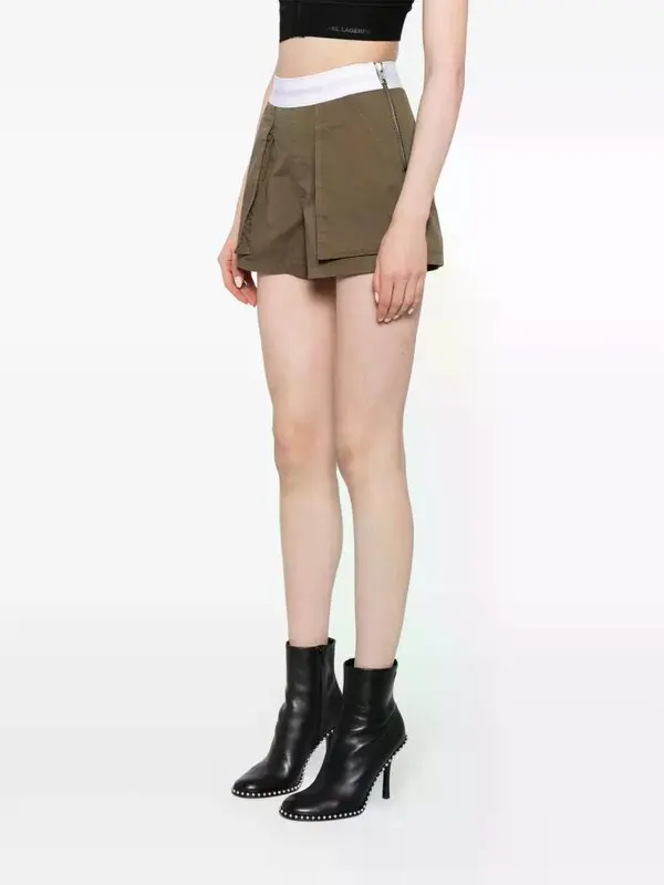 Alexander Wang Cargo Shorts With Logo Waistband - Green