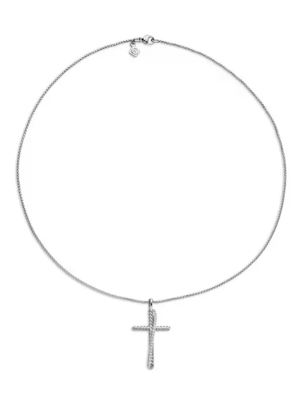 David Yurman Sterling Pavé Diamond Cross Pendant Necklace