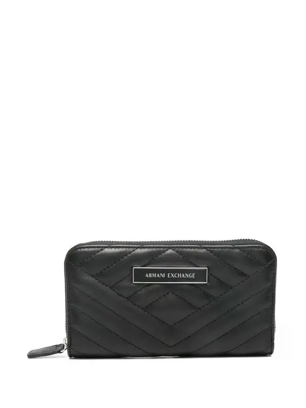 Armani Exchange Logo-plaque Quilted Wallet - Black