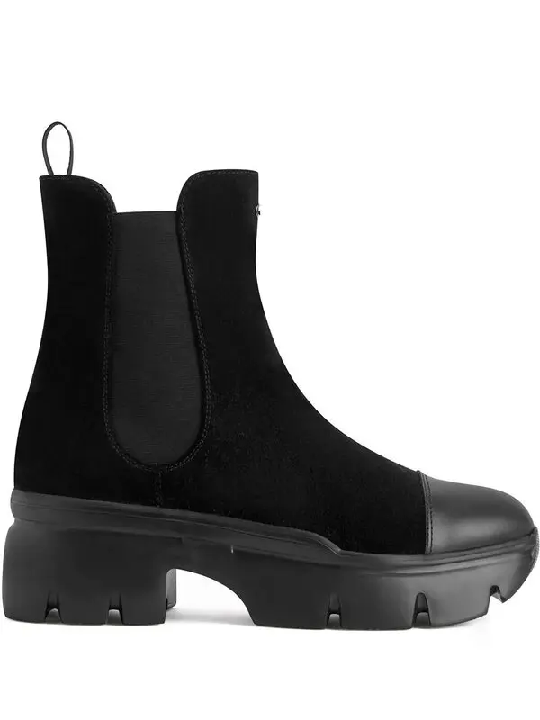 GIUSEPPE ZANOTTI Suede And Leather Ankle Boots With Silver-tone Logo Plaque
