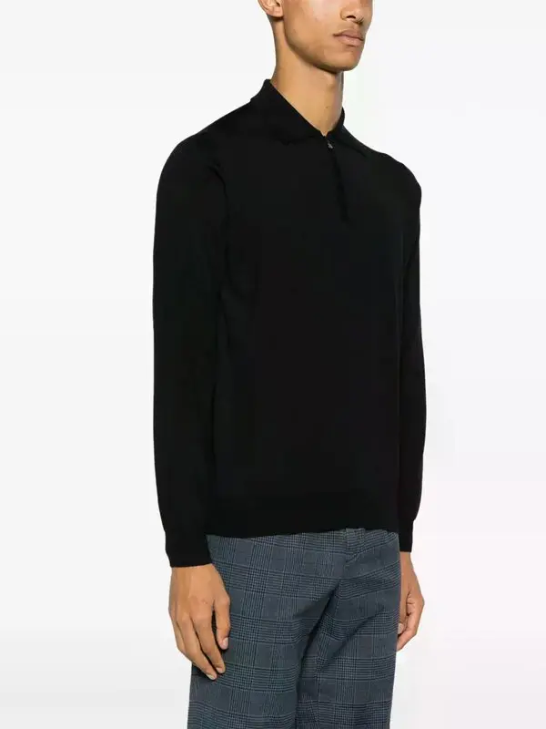 DELL'OGLIO Merino Wool Blend Half-zip Sweater - Blue