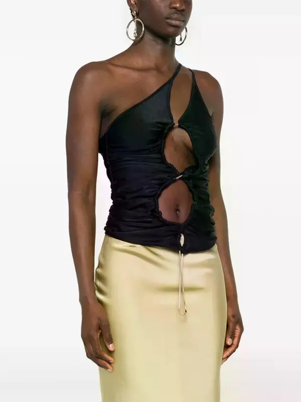 Amen Cut-out Asymmetric Top - Black