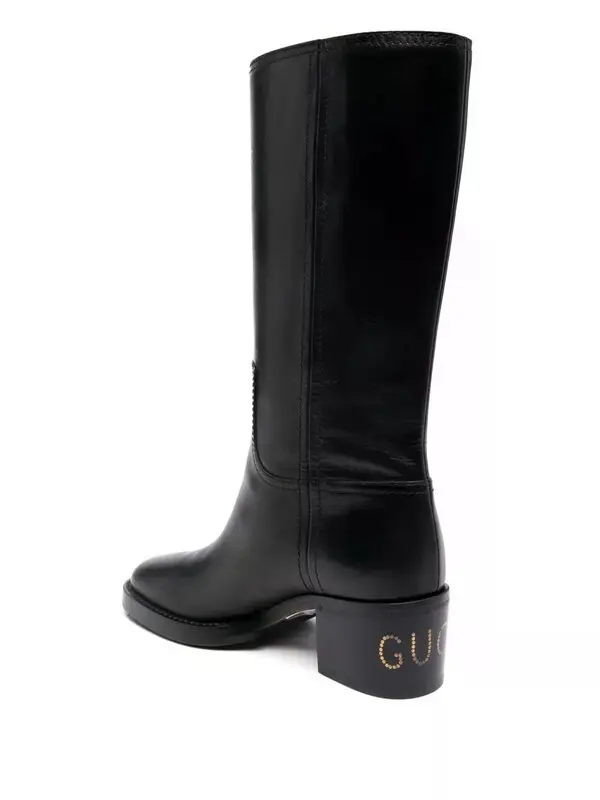 Gucci 45mm Logo-studded Calf Leather Boots