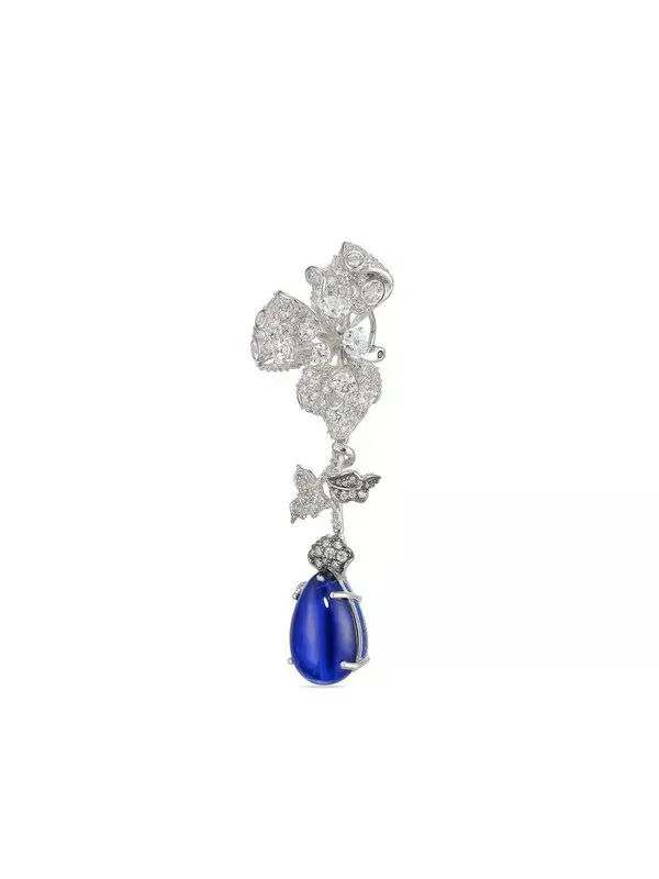 ANABELA CHAN 18kt White Gold Vermeil Orchid Sapphire And Diamond Earrings - Silver