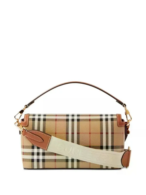 Burberry Note Crossbody Bag In Iconic Check - Brown