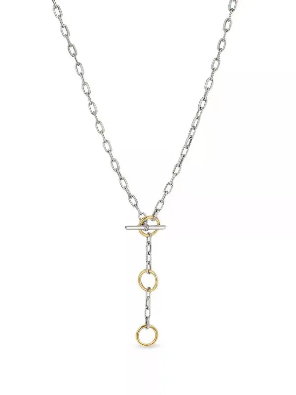 David Yurman 18kt Yellow Gold And Sterling Dy Madison Three Ring Chain Necklace - Silver