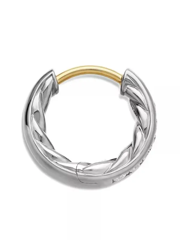 David Yurman Sterling Sculpted Cable Diamond Huggie Hoop Earrings