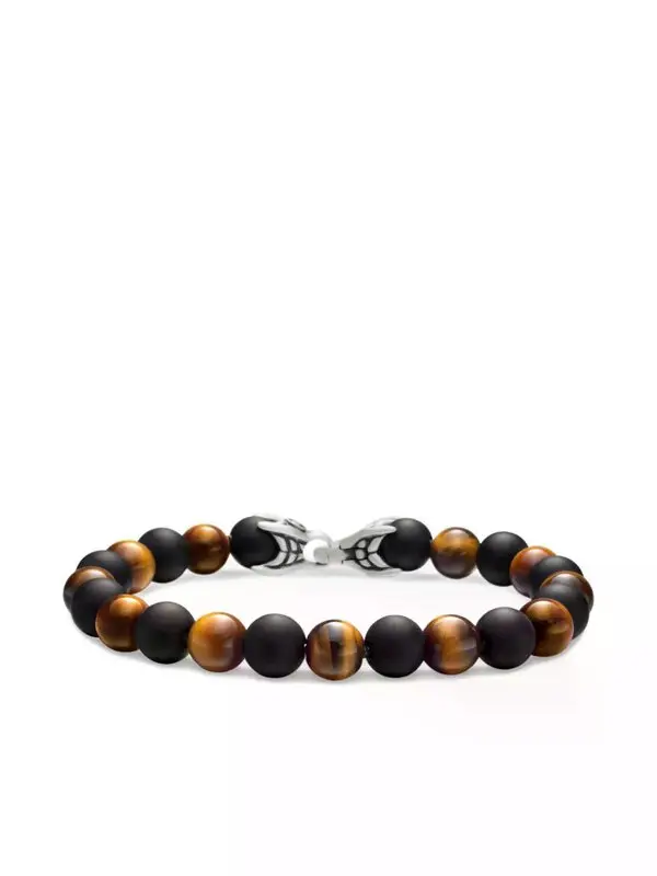 David Yurman Sterling Spiritual Beads Bracelet With Tiger Eye And Onyx - Silver