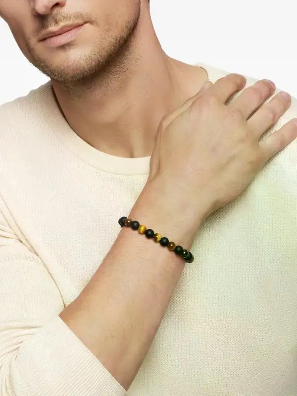 David Yurman Sterling Spiritual Beads Bracelet With Tiger Eye And Onyx