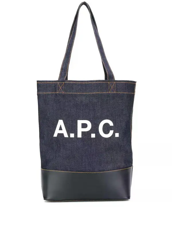 A.p.c. Logo Print Denim Tote - Blue
