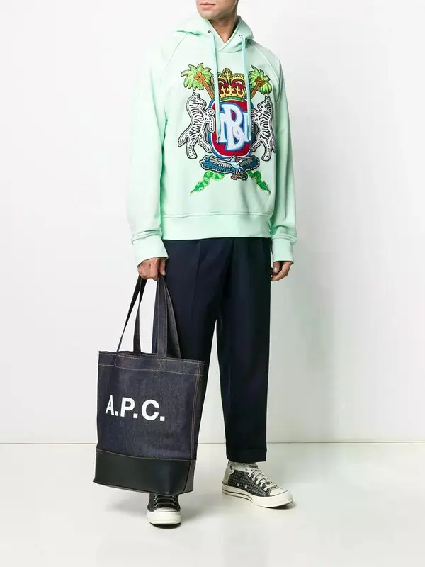 A.p.c. Logo Print Denim Tote - Blue