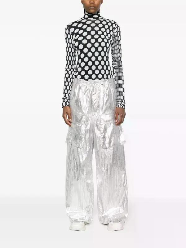 MAISON MARGIELA Drawstring Metallic Wide-leg Trousers - Silver