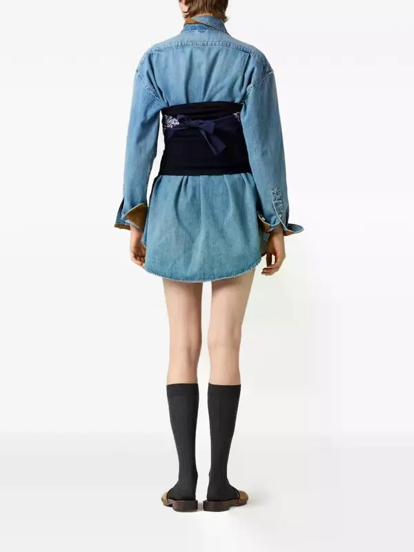 Miu Miu Logo Patch Washed Denim Shirt