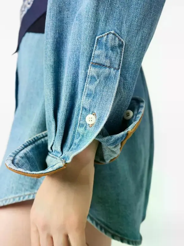 Miu Miu Logo Patch Washed Denim Shirt
