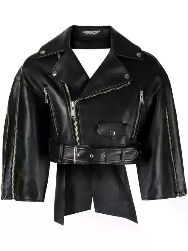 Undercover Leather Cut-out Biker Jacket - Black