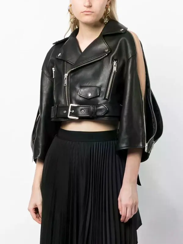 Undercover Leather Cut-out Biker Jacket