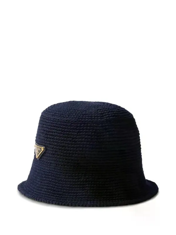 Prada Crochet Raffia-effect Bucket Hat - Blue