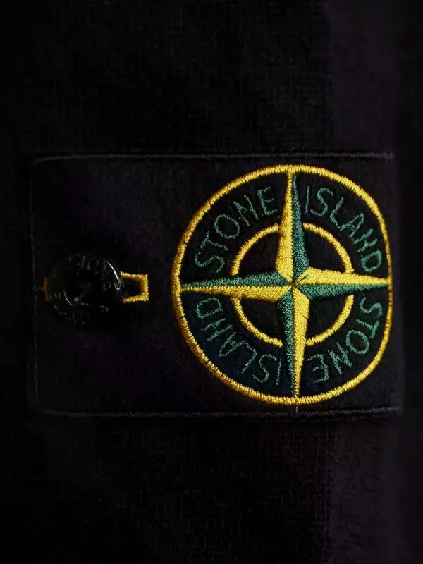Stone Island Crew Neck Sweater With Logo Patch - Black