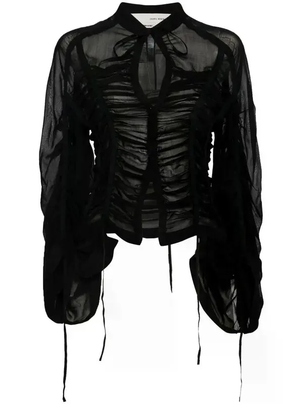 Isabel Benenato Draped Strap Detail Top - Black