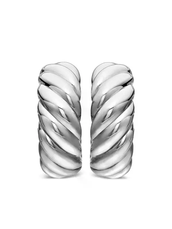 David Yurman Sterling Sculpted Cable Hoop Earrings
