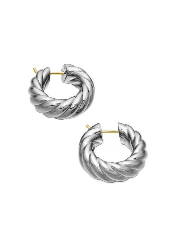 David Yurman Sterling Sculpted Cable Hoop Earrings