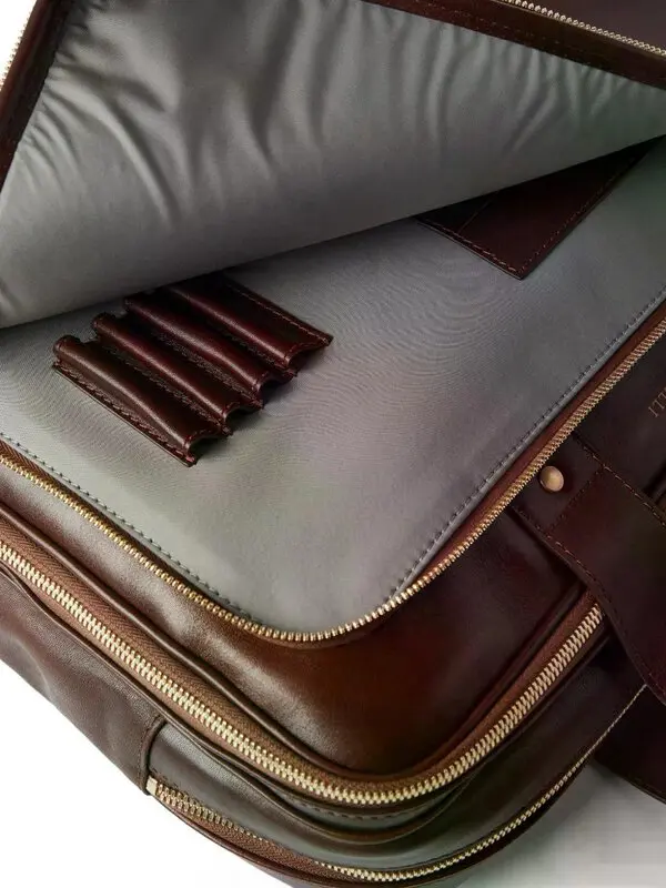 Brunello Cucinelli Leather Briefcase With Logo Stamp