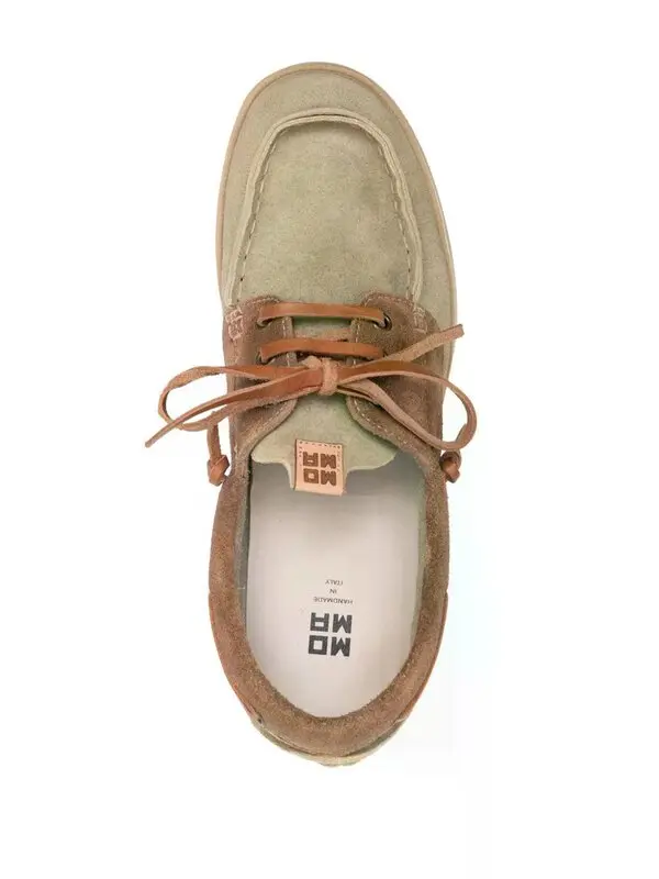 Moma Suede Boat Shoes With Logo Patch - Neutrals