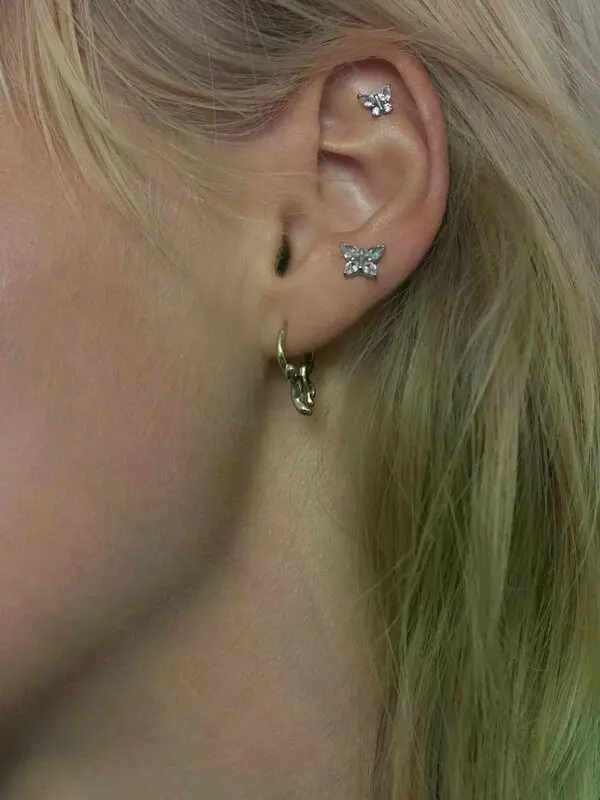 MARIA BLACK 14kt White Gold Papillon Huggie Earring