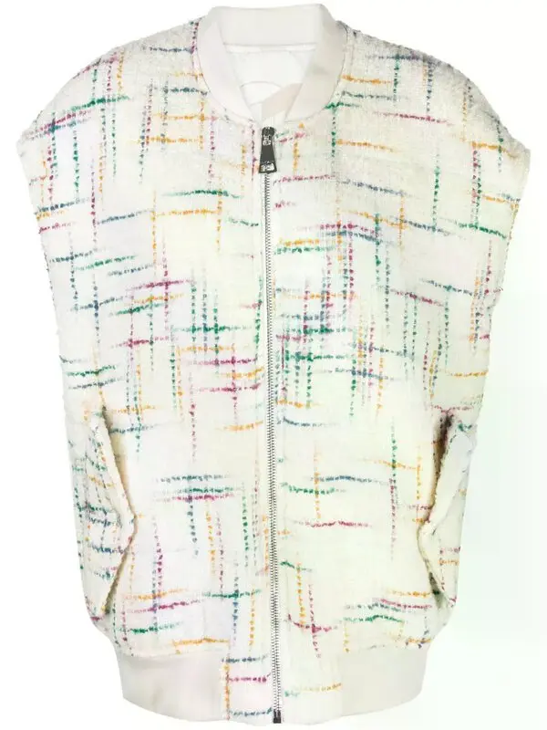 Khrisjoy Oversized Tweed Bomber Jacket - White