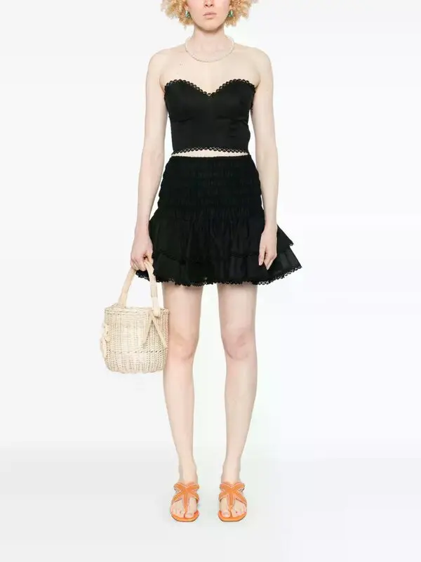 Charo Ruiz Ibiza Matis Bustier Top With Scalloped Edge - Black