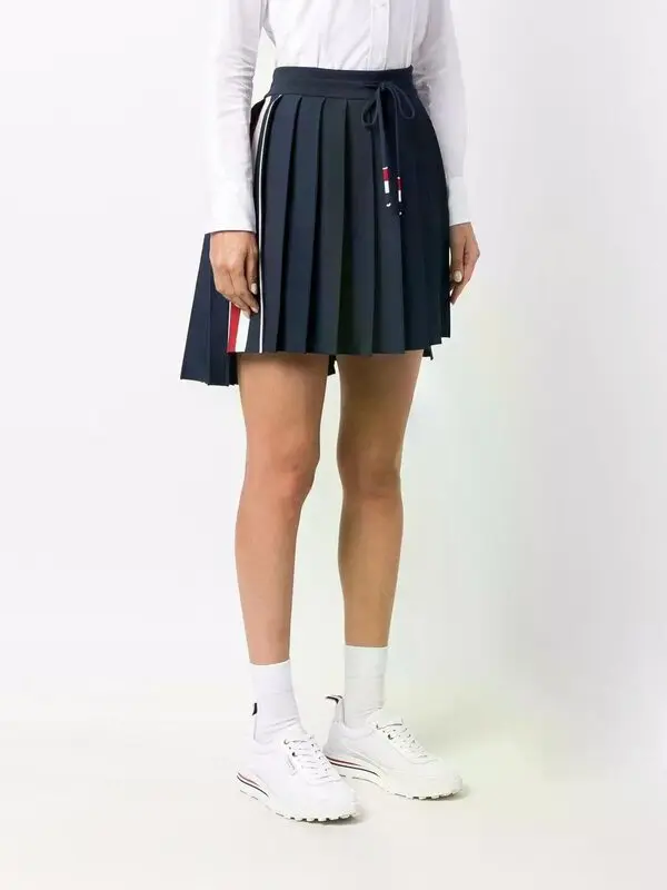 Thom Browne Pleated Mini Skirt With Rwb Stripe Detailing