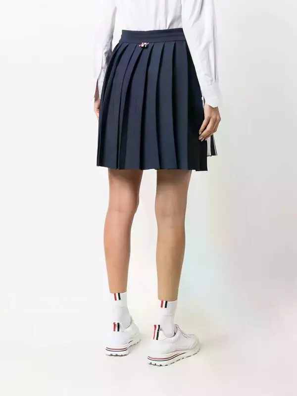 Thom Browne Pleated Mini Skirt With Rwb Stripe Detailing
