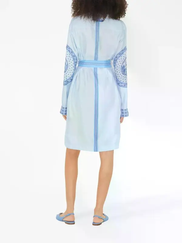 Burberry Monument Print Belted Silk Shirt Dress