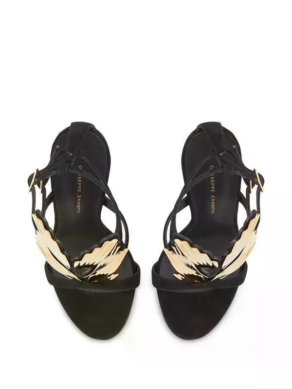 GIUSEPPE ZANOTTI Leather And Suede 120mm Cruel Sandals With Gold Tone Hardware - Black