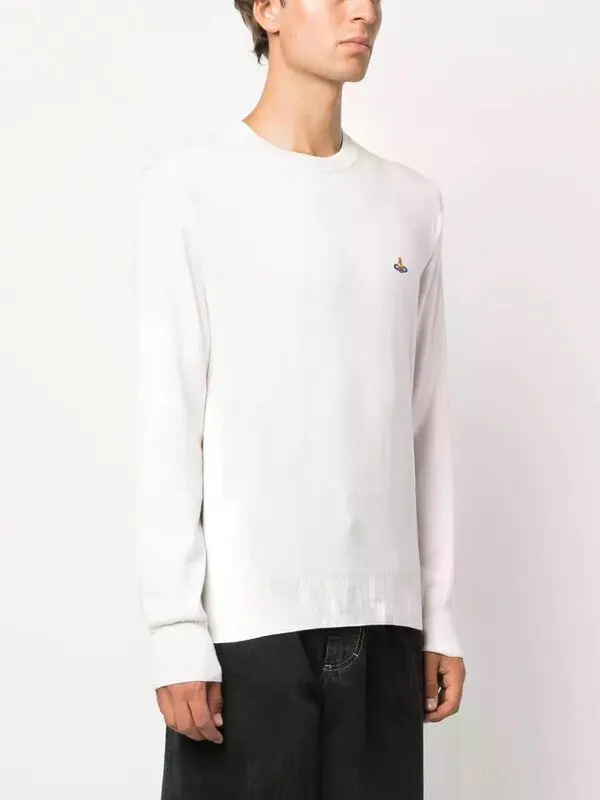 VIVIENNE WESTWOOD Orb-embroidered Crew Neck Jumper - Neutrals