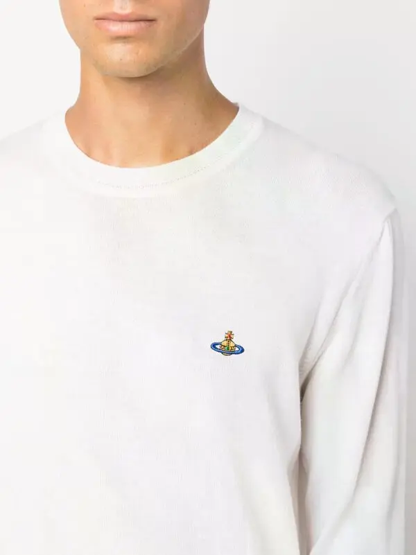 VIVIENNE WESTWOOD Orb-embroidered Crew Neck Jumper - Neutrals