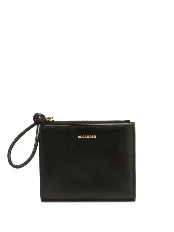 JIL SANDER Small Bi-fold Leather Purse - Black