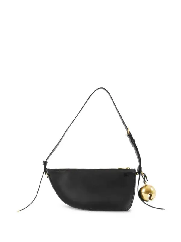 Burberry Mini Shield Leather Shoulder Bag - Black