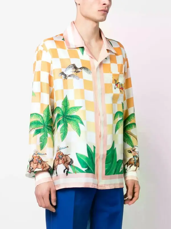 Casablanca Tennis Club Silk Shirt - Orange