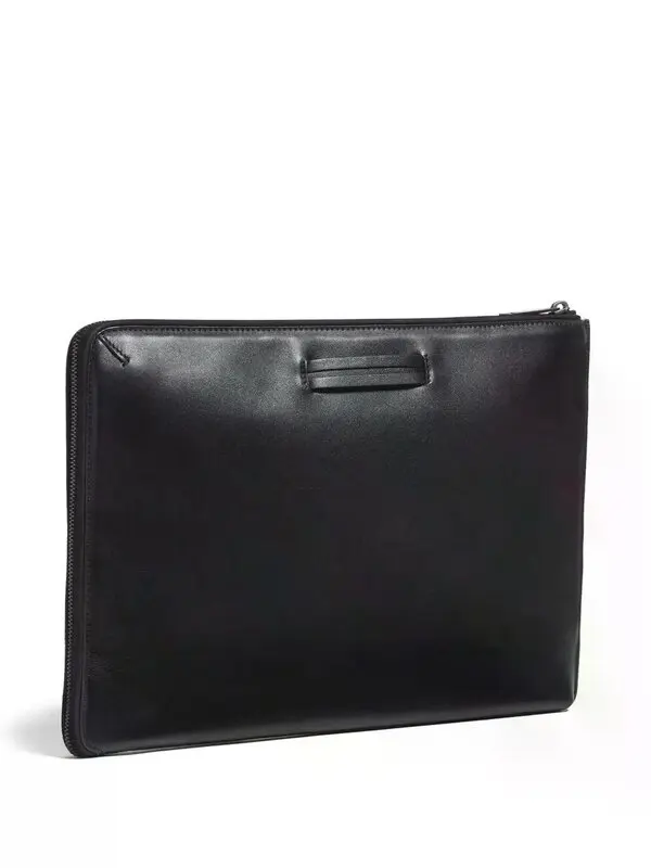 Zegna Leather Clutch Bag With Logo Print