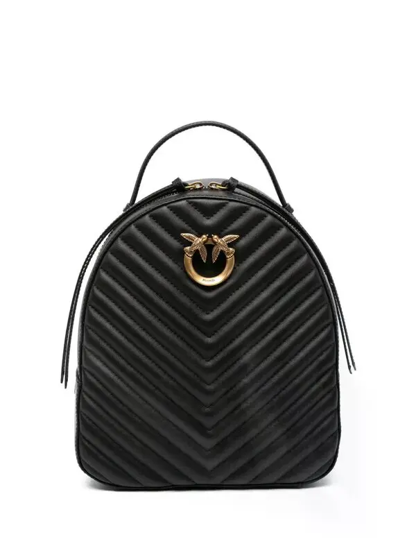 Pinko Love Chevron Leather Backpack - Black