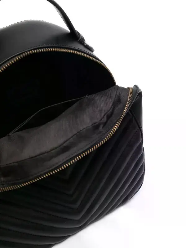 Pinko Love Chevron Leather Backpack - Black