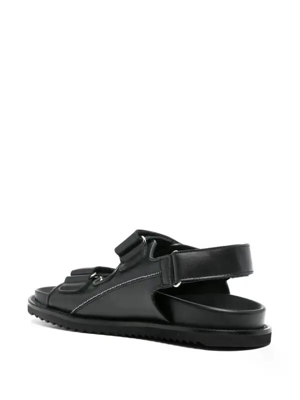 DOUCAL'S Double Strap Leather Sandals - Black