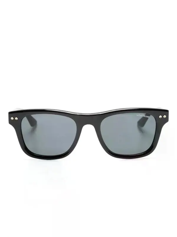 Montblanc Logo-plaque Square-frame Sunglasses - Black